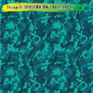 Teal Camo Vinyl/printed Heat Transfer Vinyl/patterned Vinyl/printed 651 ...