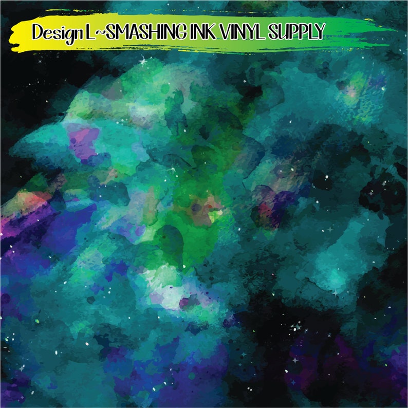 Teal Space Galaxy Vinyl/printed Heat Transfer Vinyl/patterned | Etsy