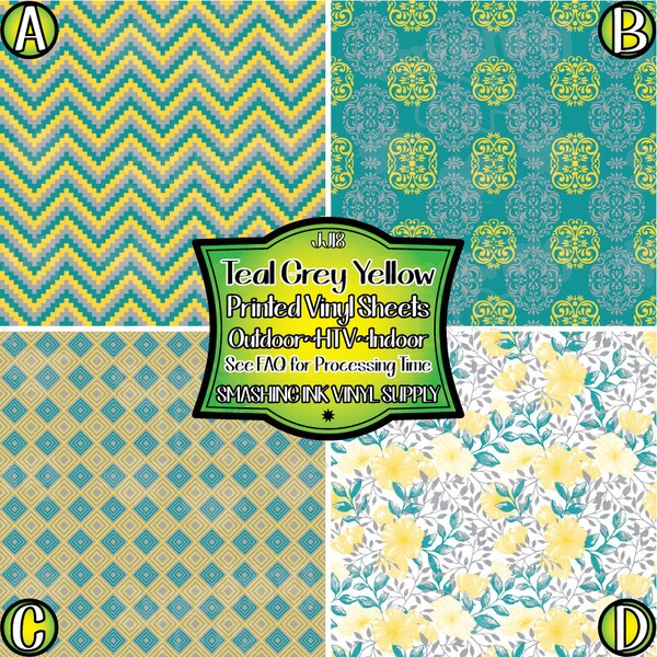 Teal Yellow Gray - Etsy
