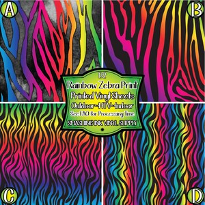 Rainbow Zebra Print Vinyl/printed Heat Transfer Vinyl/patterned Vinyl ...