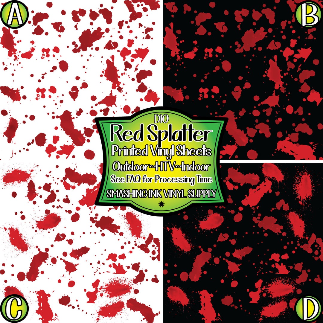Red Ink Splatter Vinyl/printed Heat Transfer Vinyl/patterned Vinyl ...
