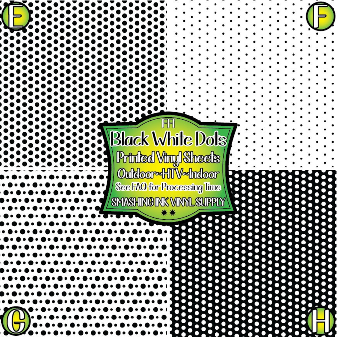 Black White Polka Dot Adhesive Vinyl | Heat Transfer | Faux Leather ...