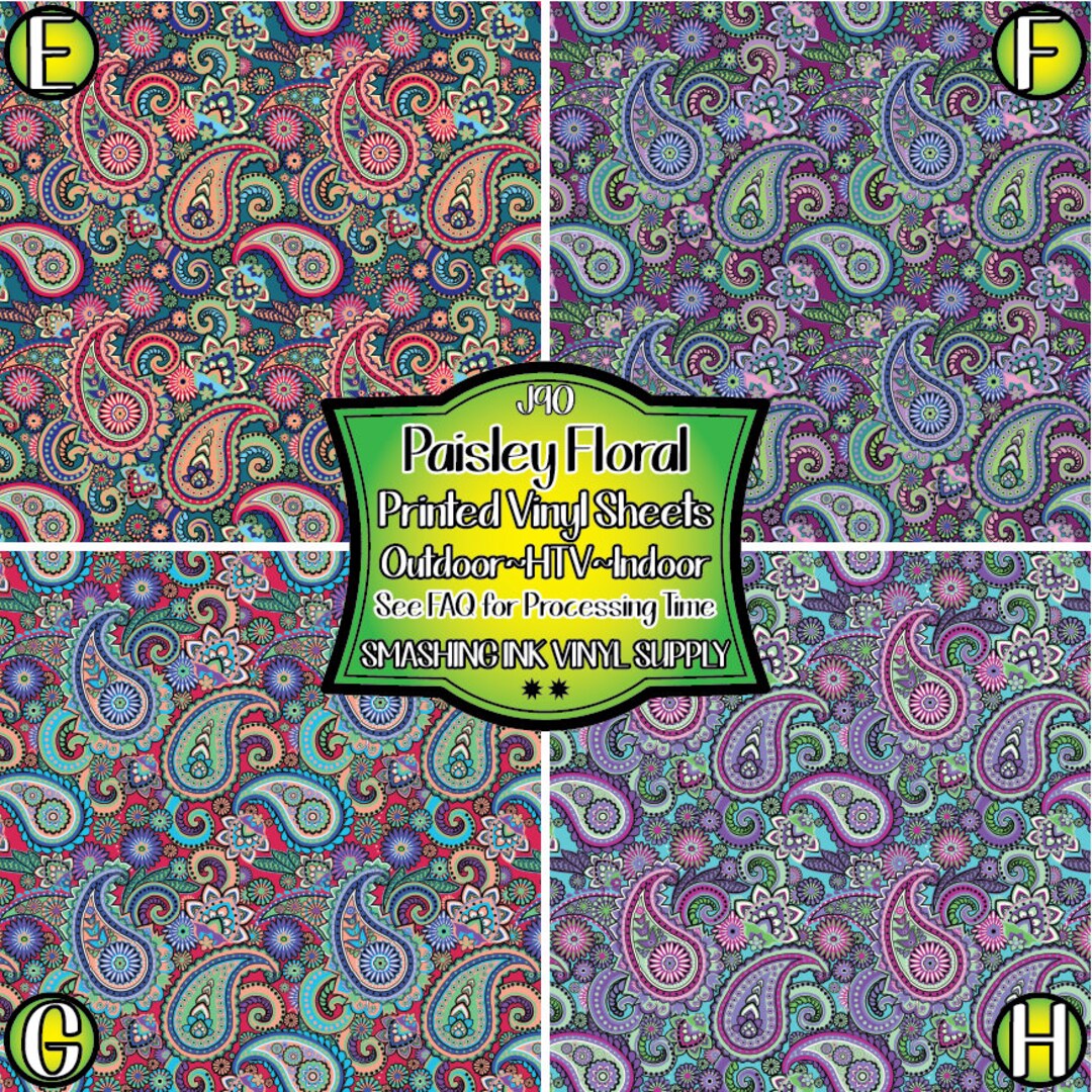 Colorful Paisley Adhesive Vinyl | Heat Transfer | Faux Leather | Laser ...