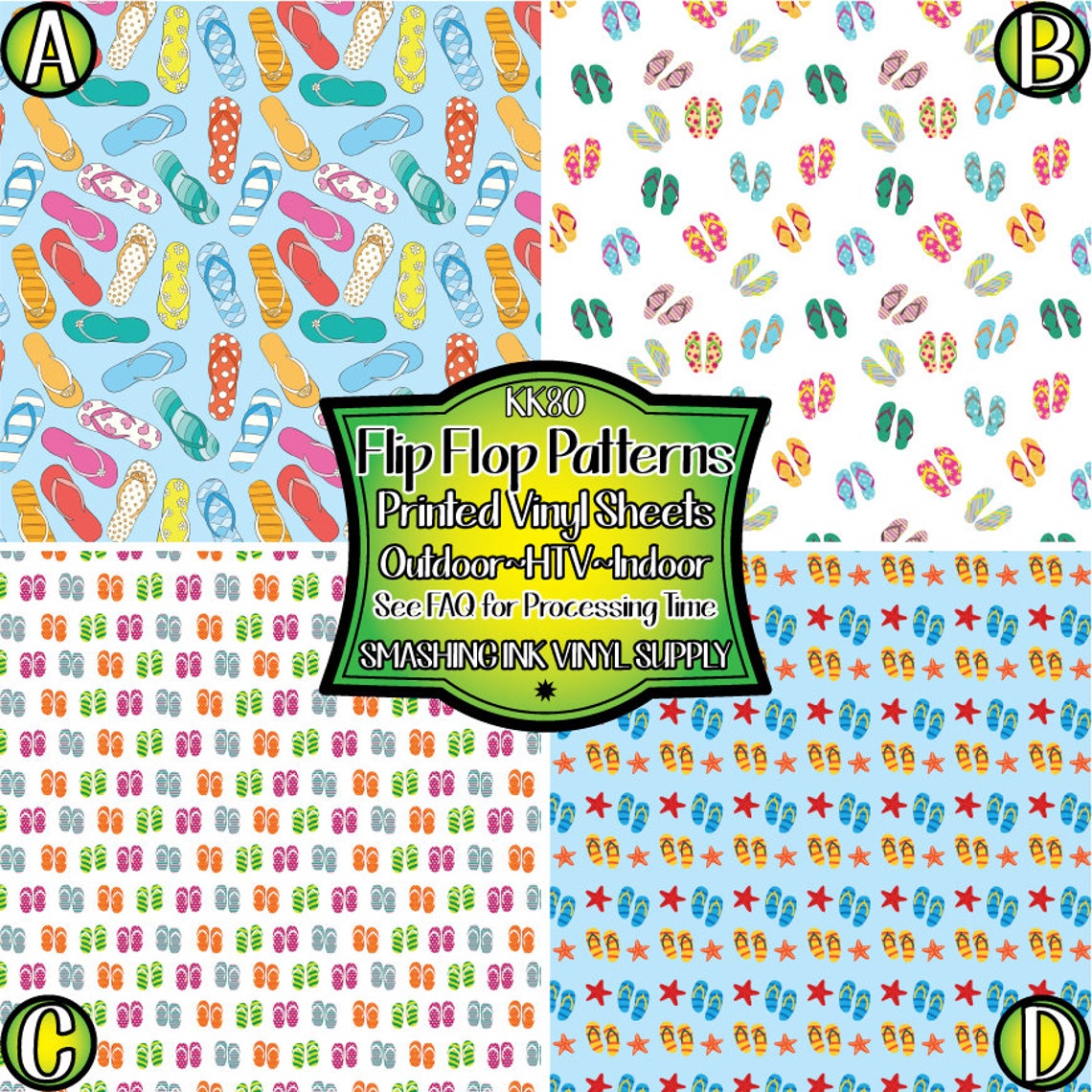 Flip Flop Pattern Vinyl/printed Heat Transfer Vinyl/patterned - Etsy