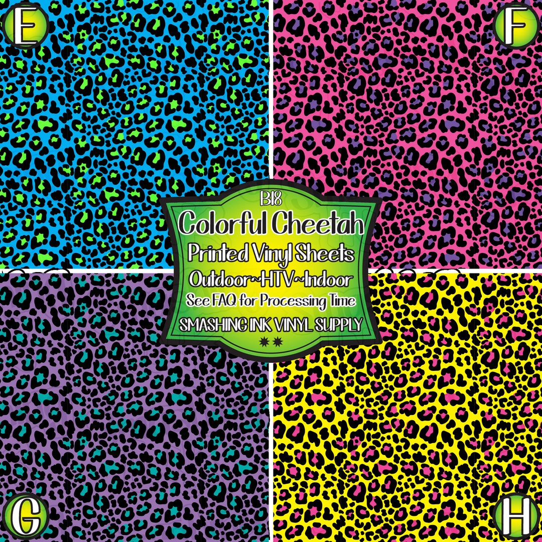 Colorful Cheetah Print Vinyl/printed Heat Transfer Vinyl/pattern Vinyl ...