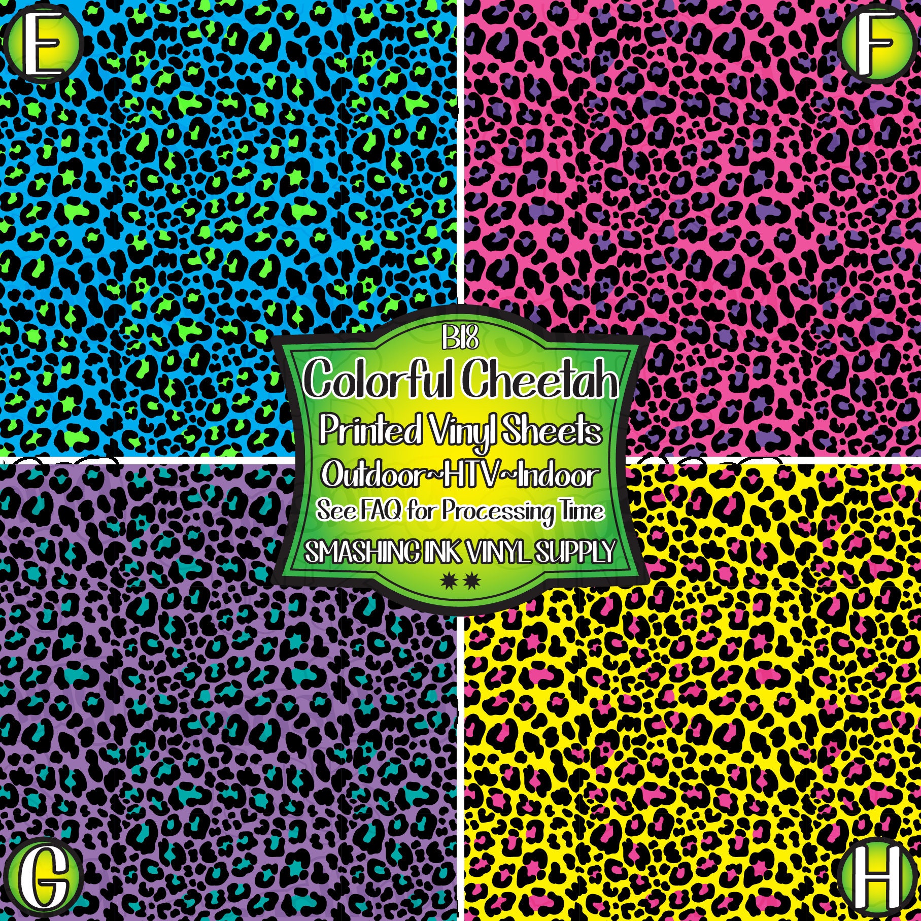 Colorful Cheetah Print Adhesive Vinyl | Heat Transfer | Faux Leather ...