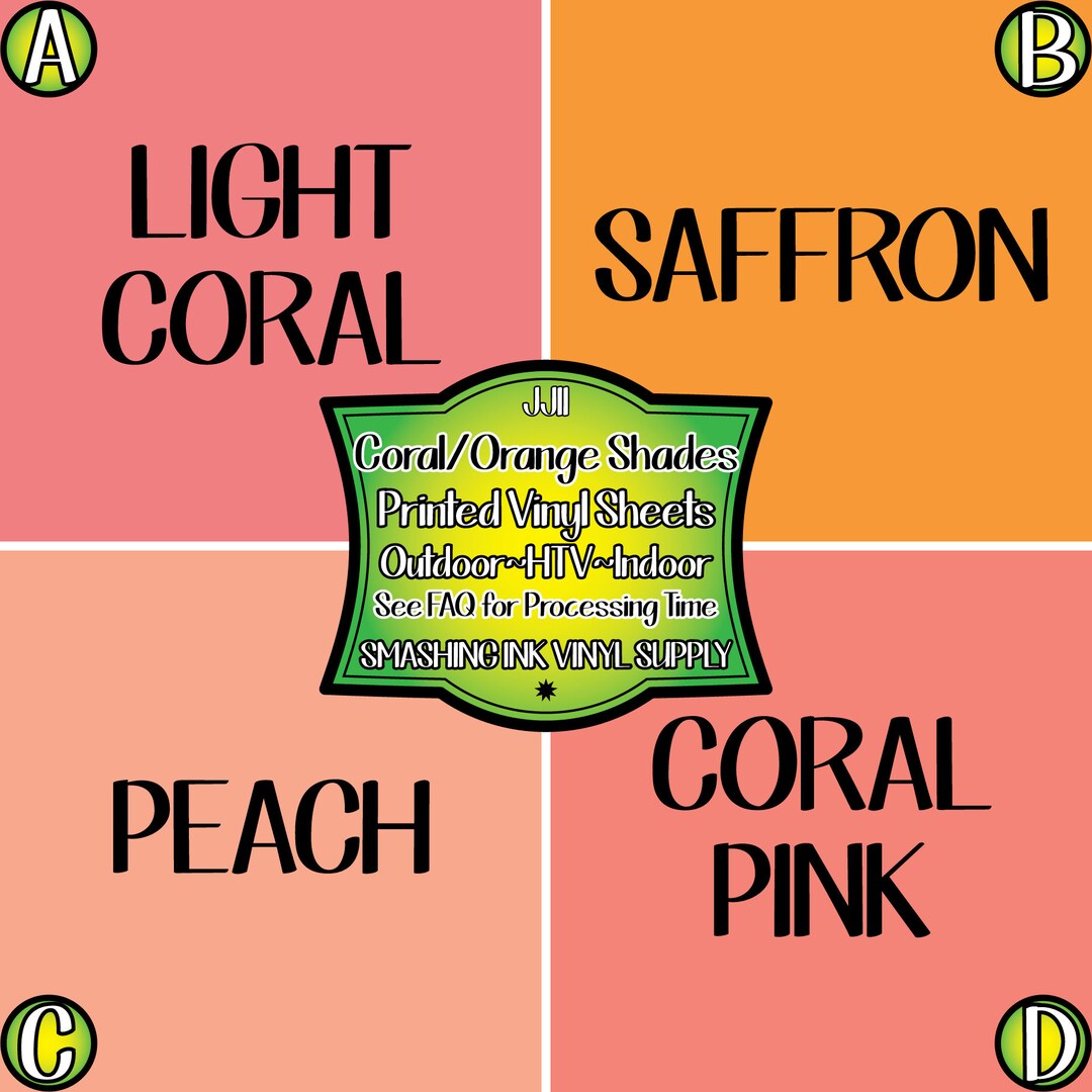 Coral Peach Shade Vinyl/printed Heat Transfer Vinyl/patterned Vinyl ...