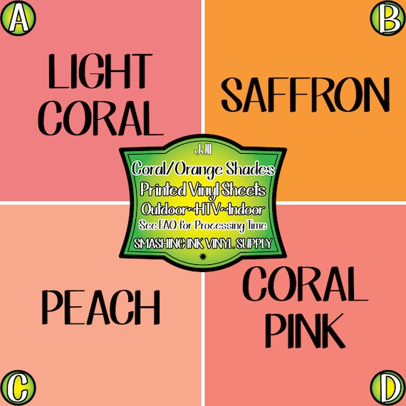 Coral Peach Shade Vinyl/printed Heat Transfer Vinyl/patterned - Etsy