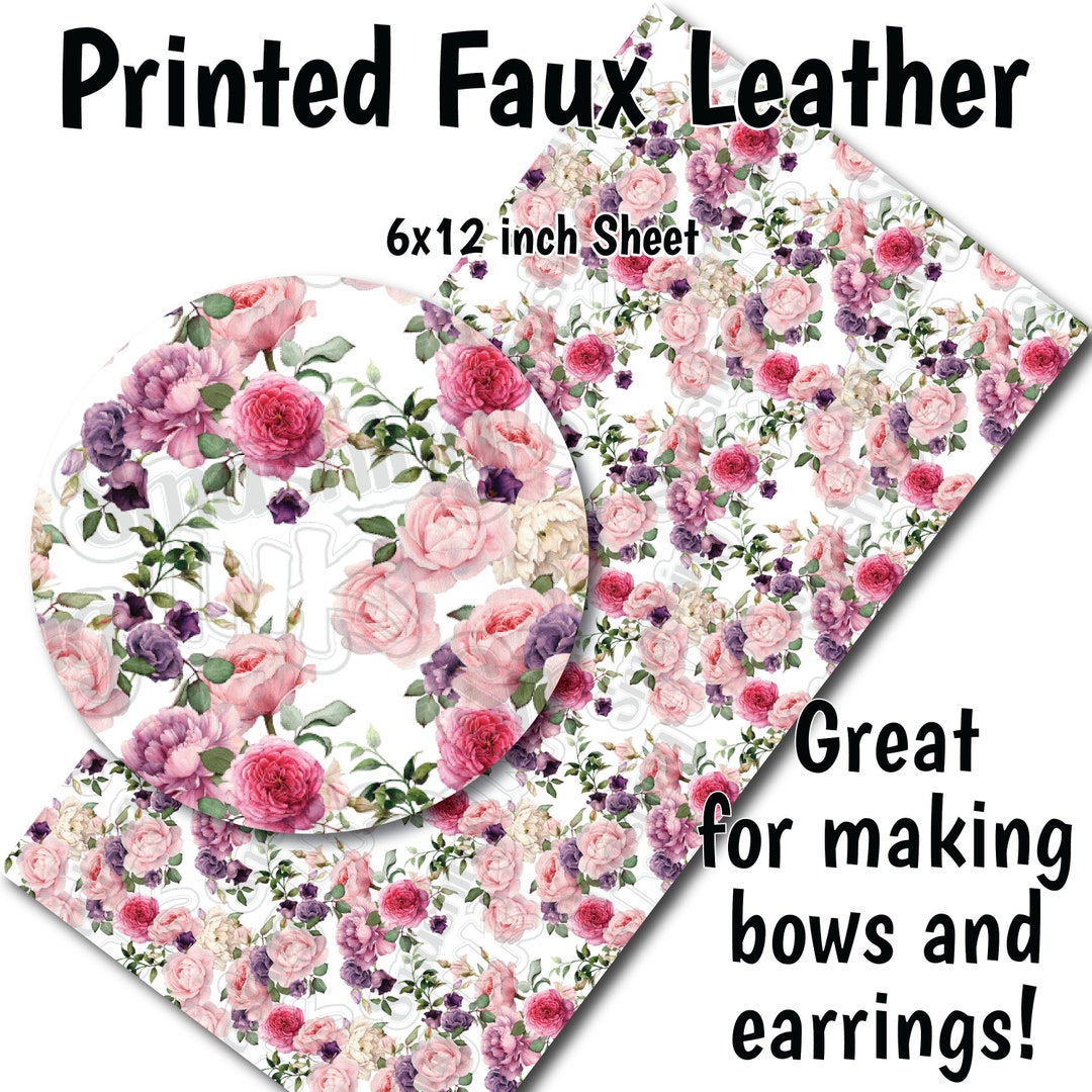 Vintage Floral Pattern Faux Leather Sheet/printed Faux Leather for ...