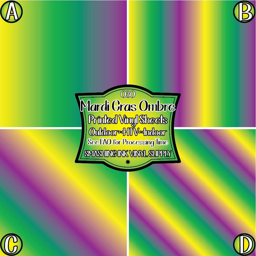 Mardi Gras Ombre Vinyl/printed Heat Transfer Vinyl/patterned Vinyl ...