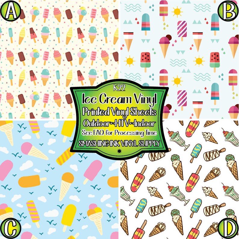 Ice Cream Printed Vinyl/printed Heat Transfer Vinyl/patterned Vinyl ...