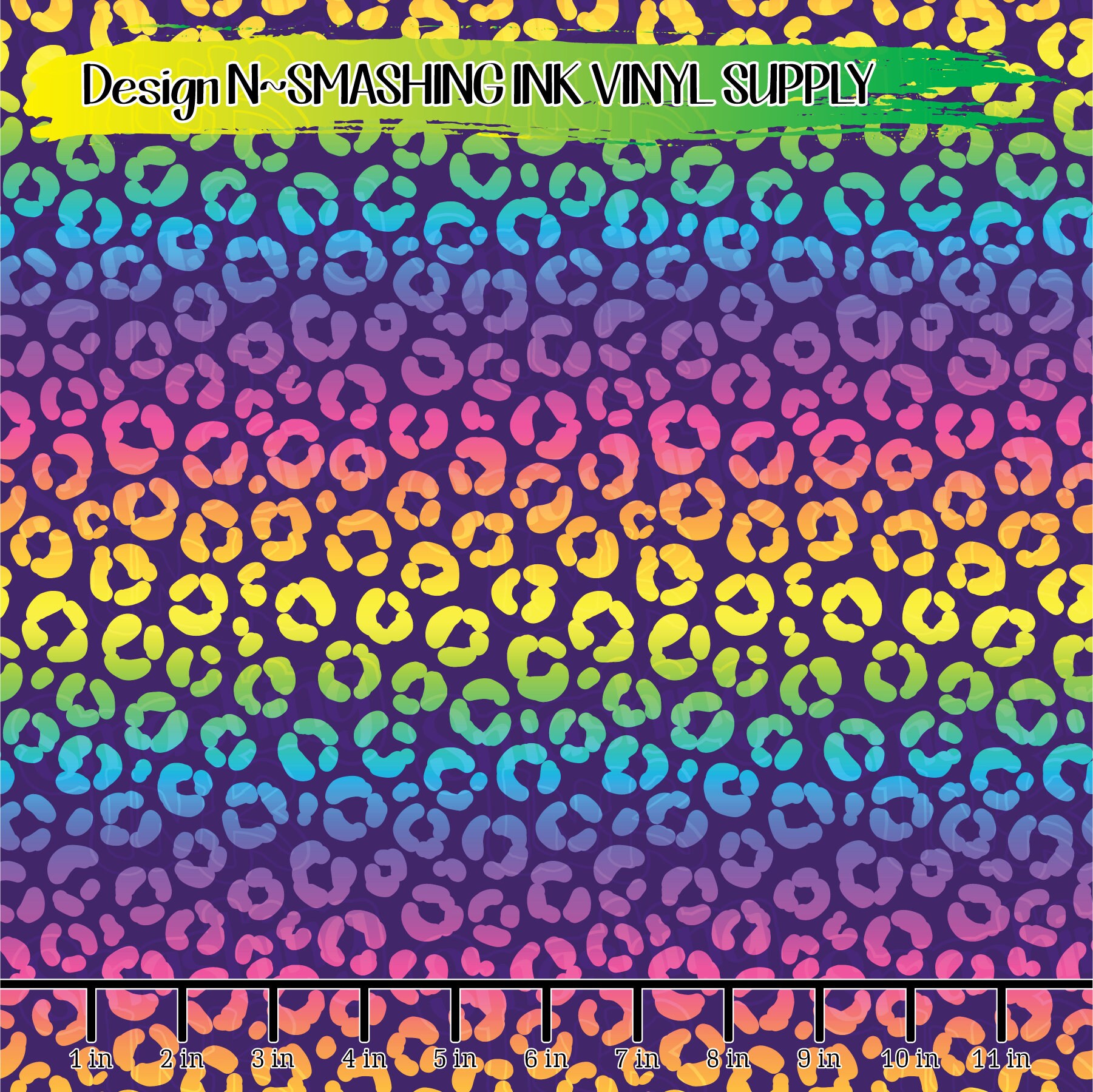 Rainbow Ombre Cheetah Adhesive Vinyl | Heat Transfer | Faux Leather ...