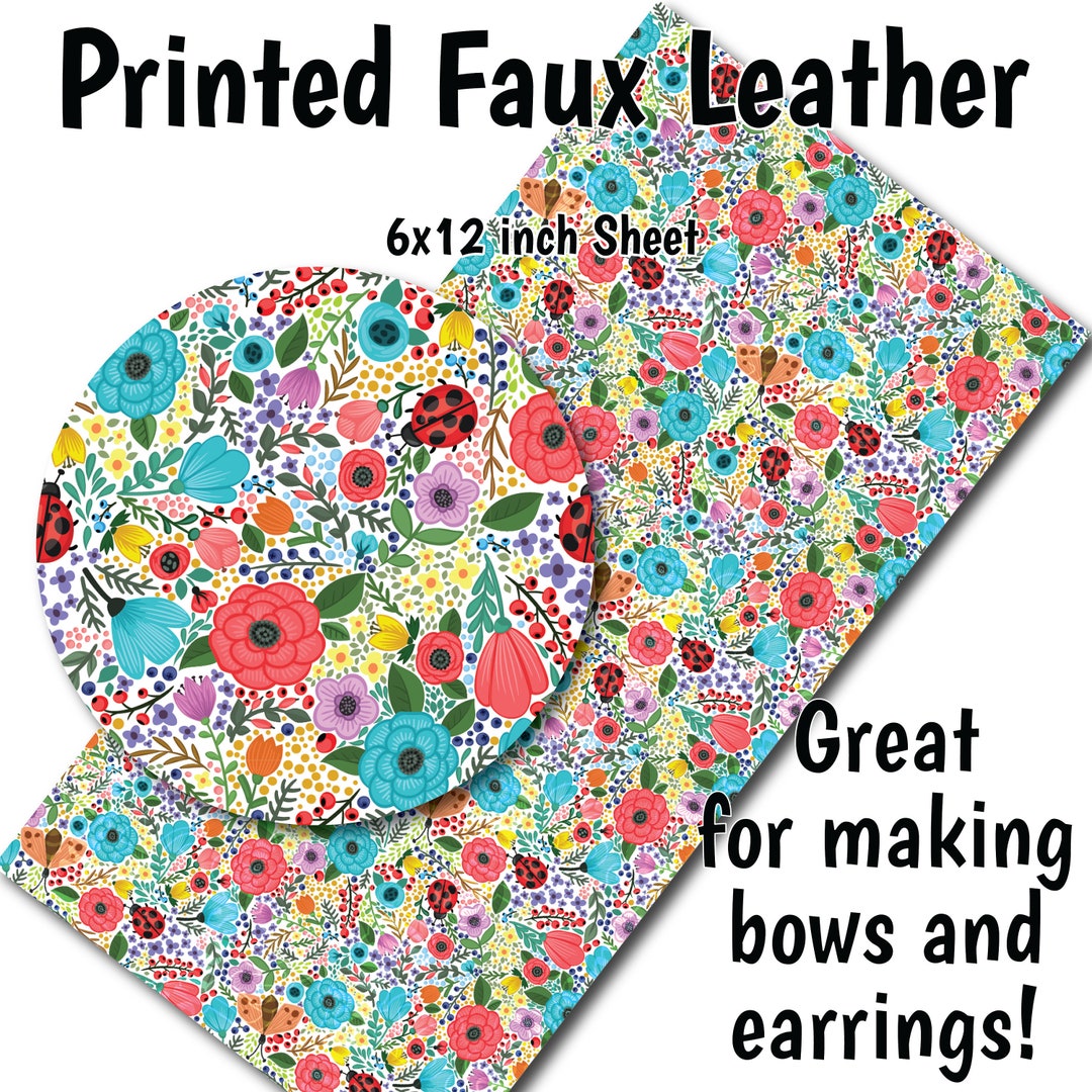 Spring Floral Pattern Faux Leather Sheet/printed Faux Leather for ...