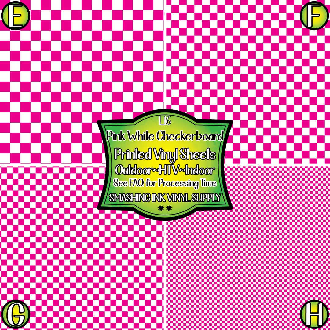 Pink White Checkerboard Vinyl/printed Heat Transfer Vinyl/patterned ...