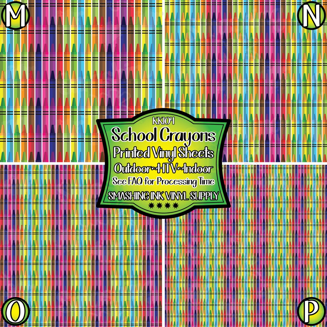 School Crayons Vinyl/printed Heat Transfer Vinyl/patterned Vinyl ...