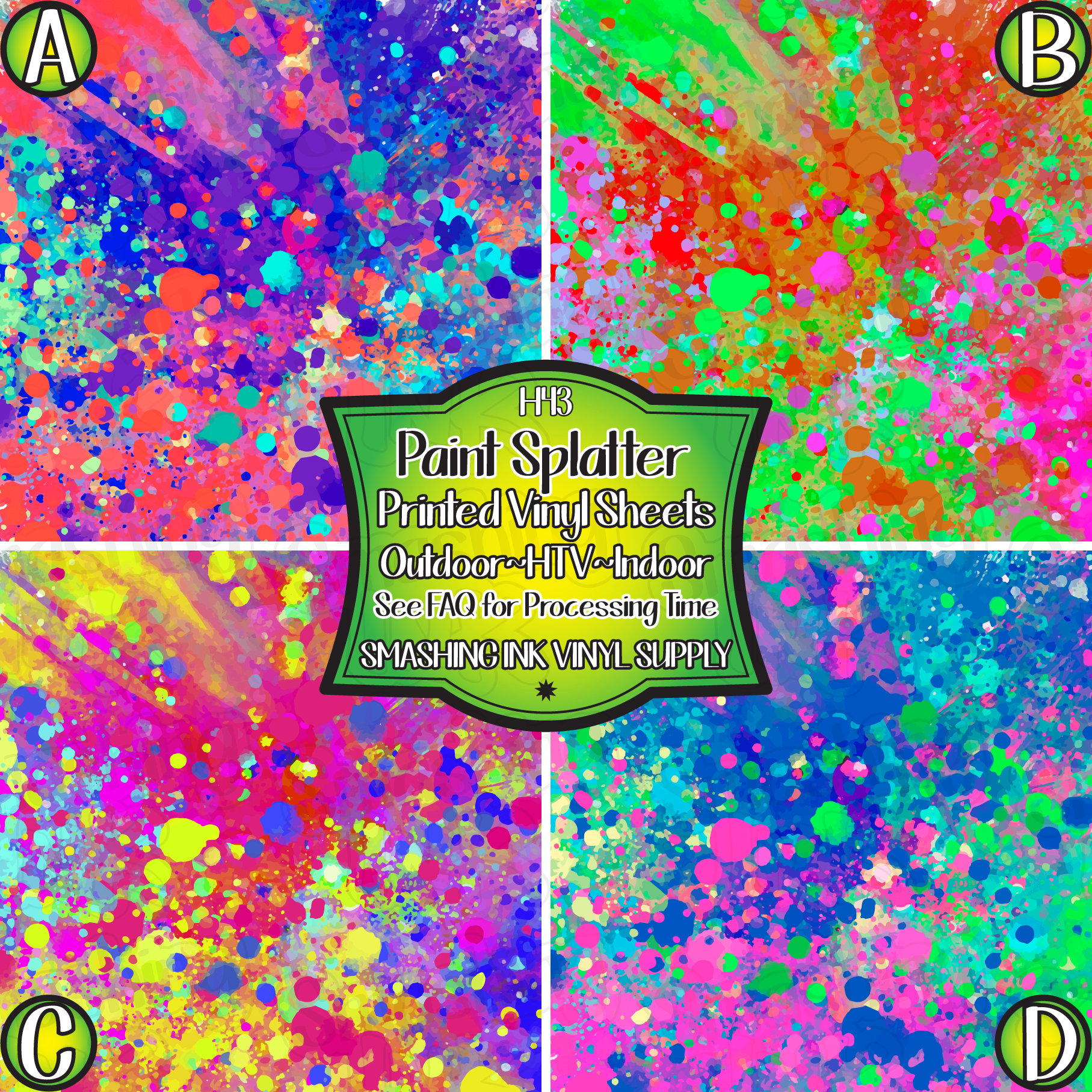 Paint Splatter Printed Vinyl/printed Heat Transfer | Etsy