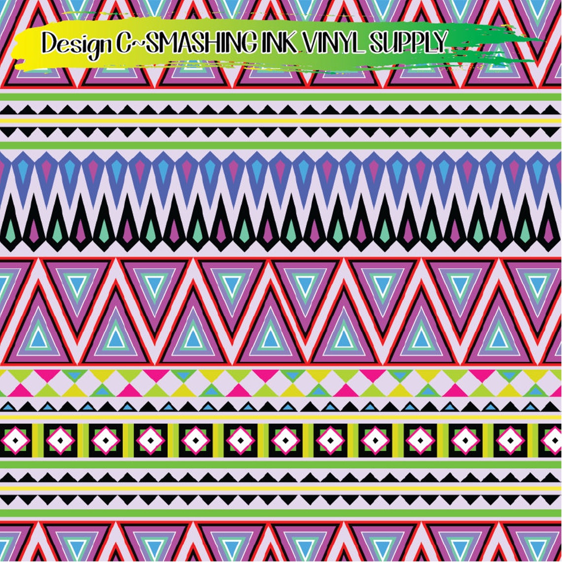 Neon Aztec Pattern Vinyl/printed Heat Transfer Vinyl/patterned - Etsy