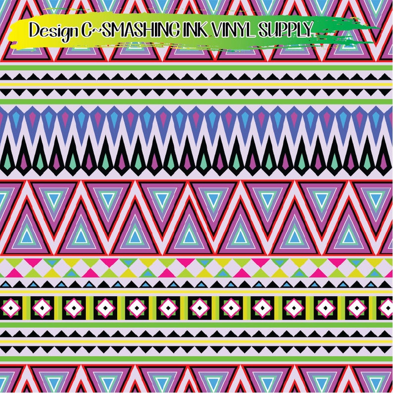 Neon Aztec Pattern Vinyl/printed Heat Transfer Vinyl/patterned - Etsy