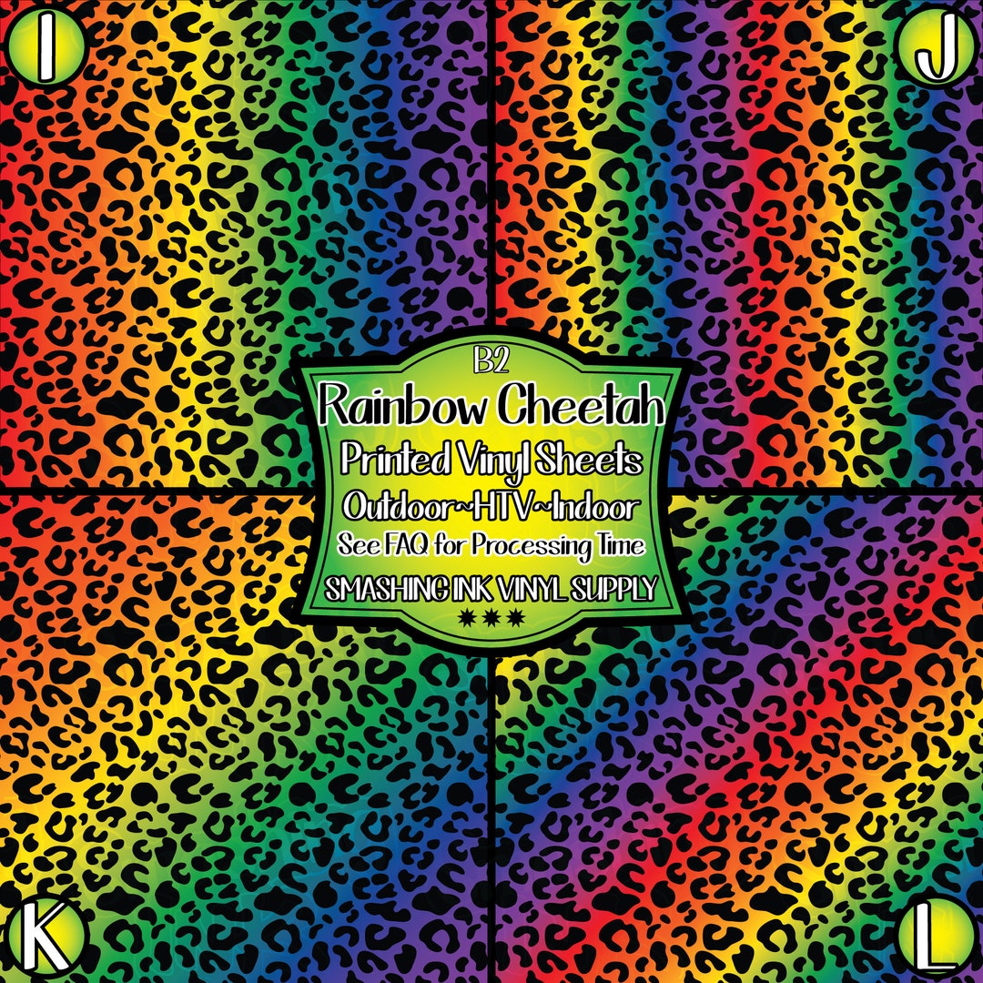 Rainbow Cheetah Adhesive Vinyl | Heat Transfer | Faux Leather | Laser ...