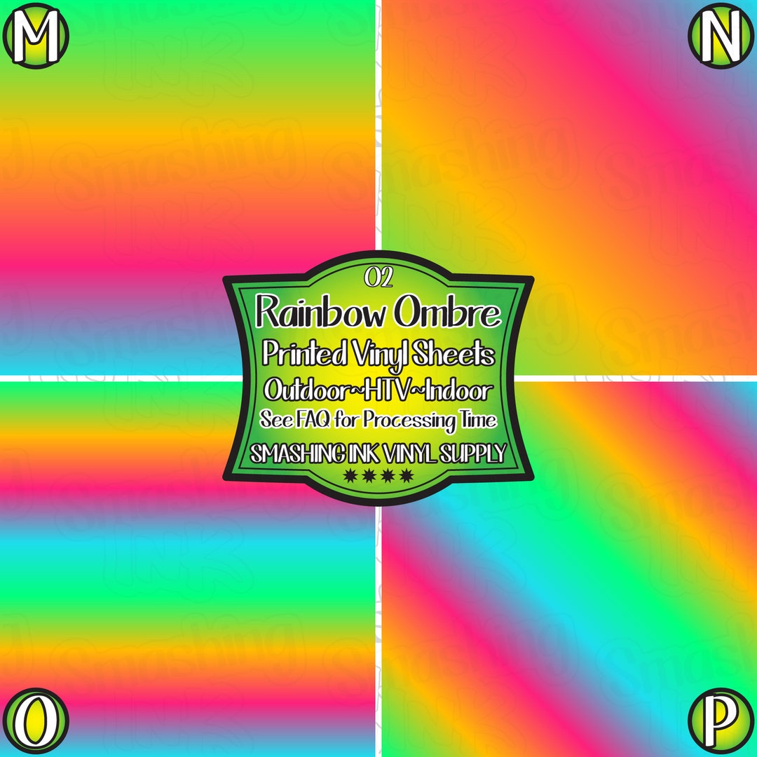 Rainbow Ombre/printed Heat Transfer Vinyl/patterned Vinyl/printed 651 ...