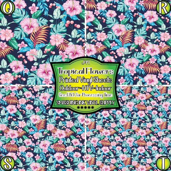 Tropical Floral Vinyl/printed Heat Transfer Vinyl/patterned | Etsy