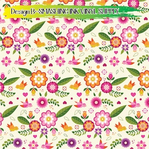 Spring Flowers Vinyl/printed Heat Transfer Vinyl/patterned Vinyl ...