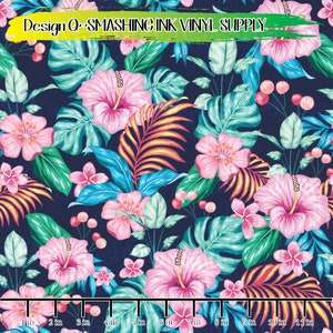 Tropical Floral Adhesive Vinyl | Heat Transfer | Faux Leather | Laser ...