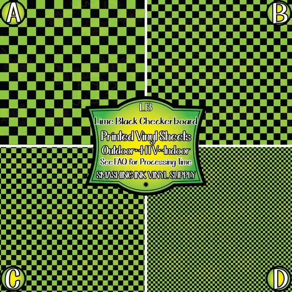 Lime Black Checkerboad Printed Vinyl/printed Heat Transfer | Etsy