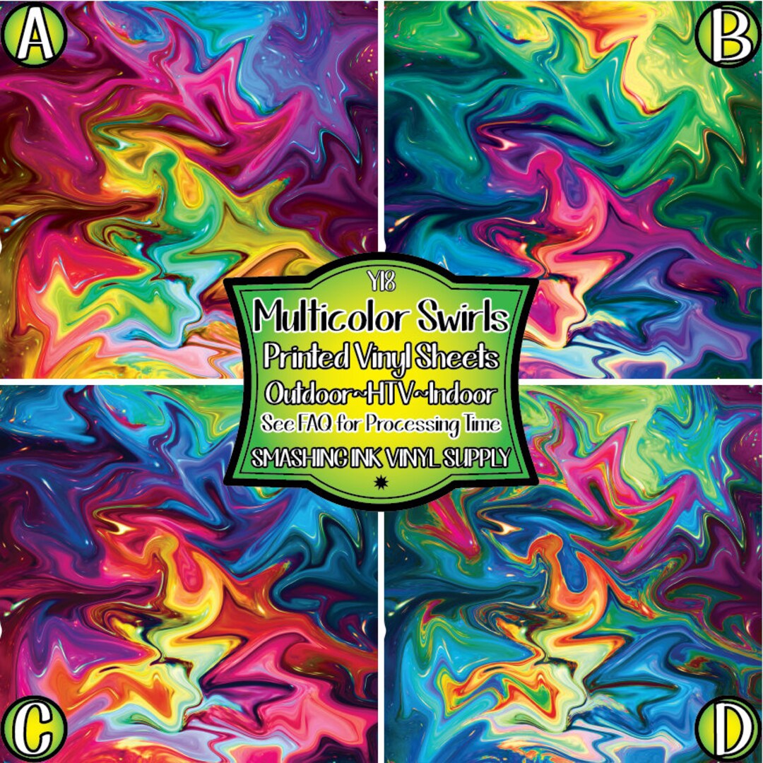 Multicolor Swirl Vinyl/printed Heat Transfer Vinyl/patterned Vinyl ...
