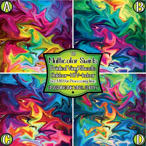 Multicolor Swirl Vinyl/printed Heat Transfer Vinyl/patterned - Etsy