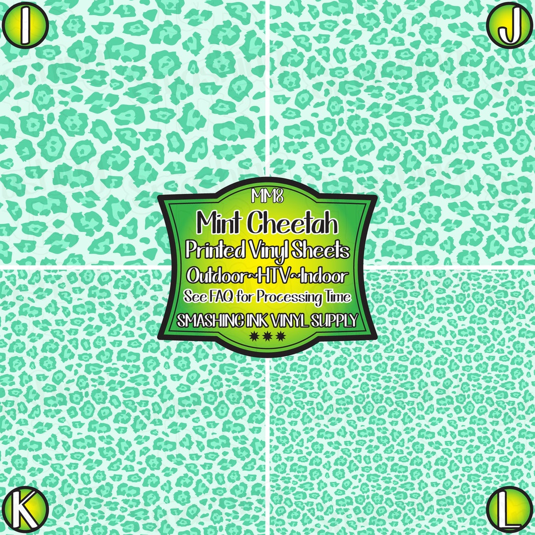 Mint Cheetah Vinyl/Printed Heat Transfer Vinyl/Patterned Vinyl/Printed ...