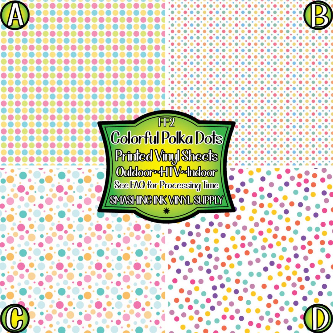 Colorful Polka Dots Vinyl/printed Heat Transfer Vinyl/patterned Vinyl ...