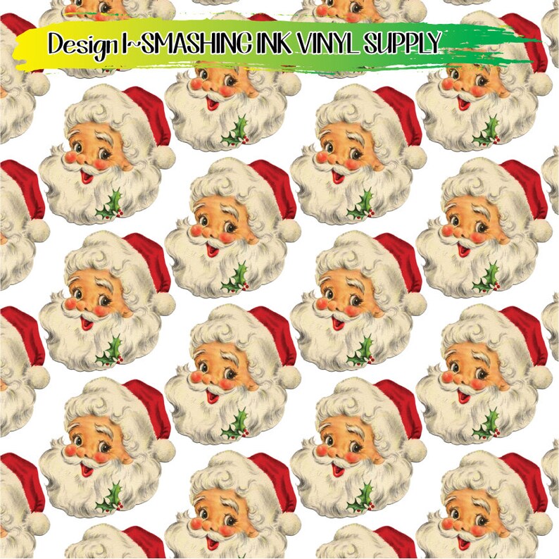 Vintage Santa Vinyl/printed Heat Transfer Vinyl/patterned Vinyl/printed ...