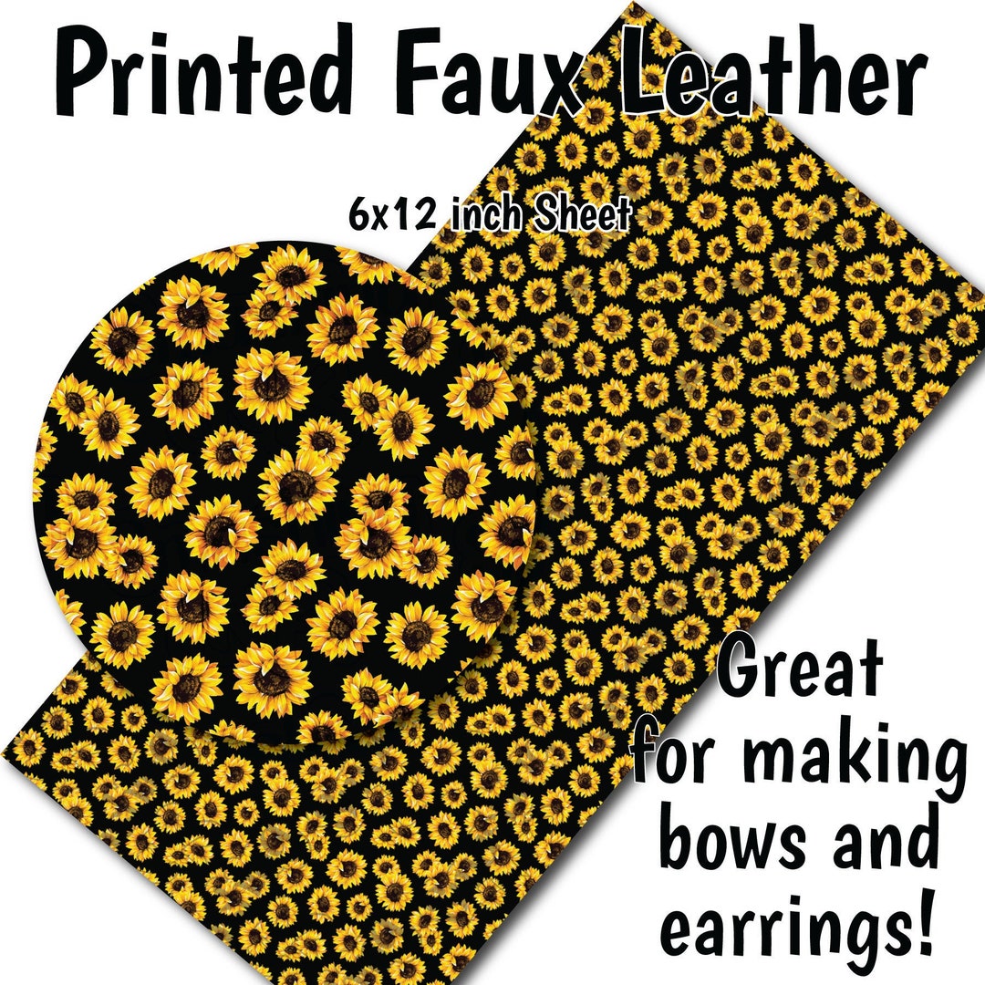 Sunflower Pattern Faux Leather Sheet/printed Faux Leather for Earrings ...