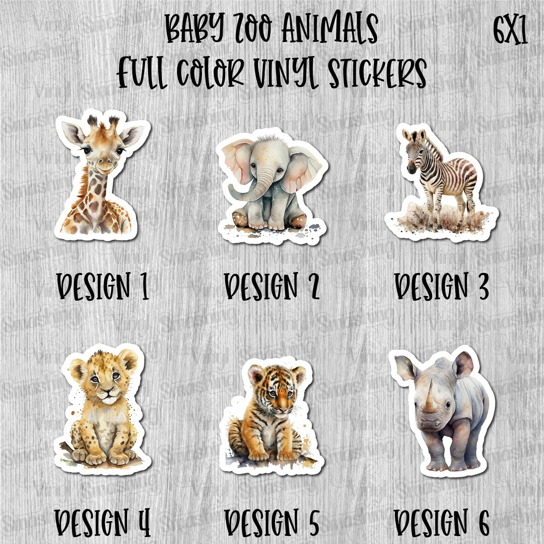 Baby Zoo Animals Full Color Sticker/printed Vinyl Sticker/printed Vinyl ...