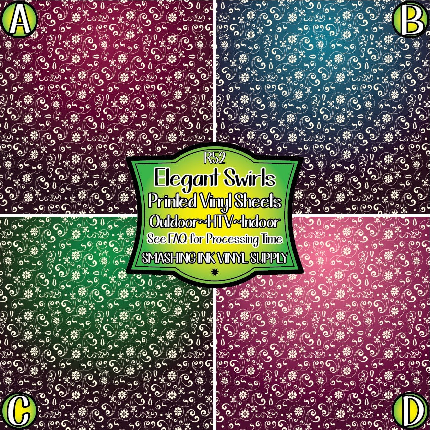 Elegant Swirl Vinyl/printed Heat Transfer Vinyl/patterned - Etsy