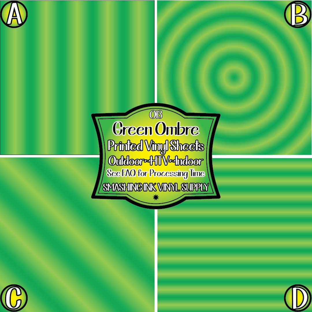 Green Ombre Vinyl Print/printed Heat Transfer Vinyl/patterned Vinyl ...