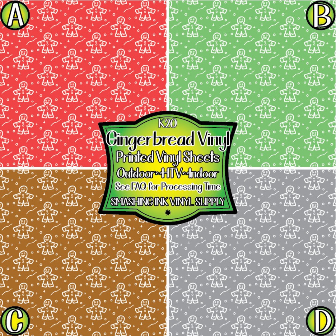 Gingerbread Man Vinyl/printed Heat Transfer Vinyl/patterned Vinyl ...