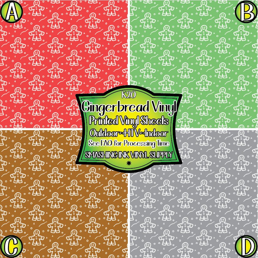 Gingerbread Man Vinyl/printed Heat Transfer Vinyl/patterned Vinyl ...