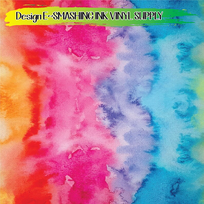 Rainbow Watercolor Adhesive Vinyl | Heat Transfer | Faux Leather ...