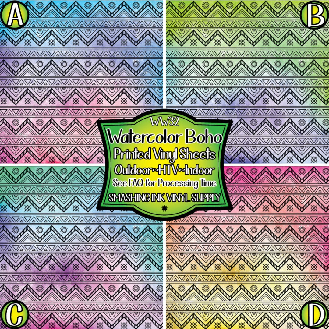 Watercolor Boho Vinyl/printed Heat Transfer Vinyl/patterned Vinyl ...