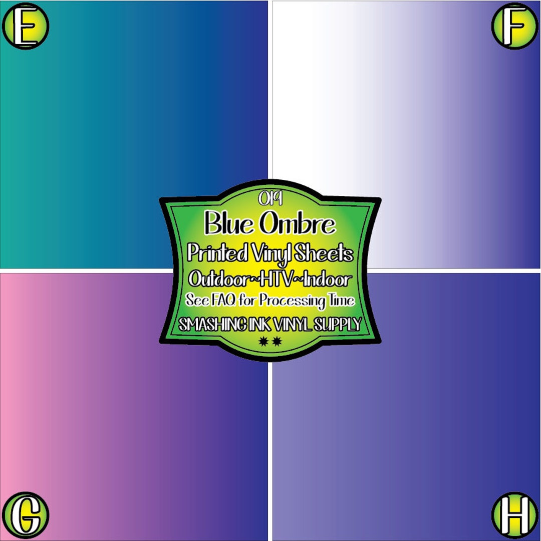 Blue Ombre Vinyl/printed Heat Transfer Vinyl/patterned Vinyl/printed ...