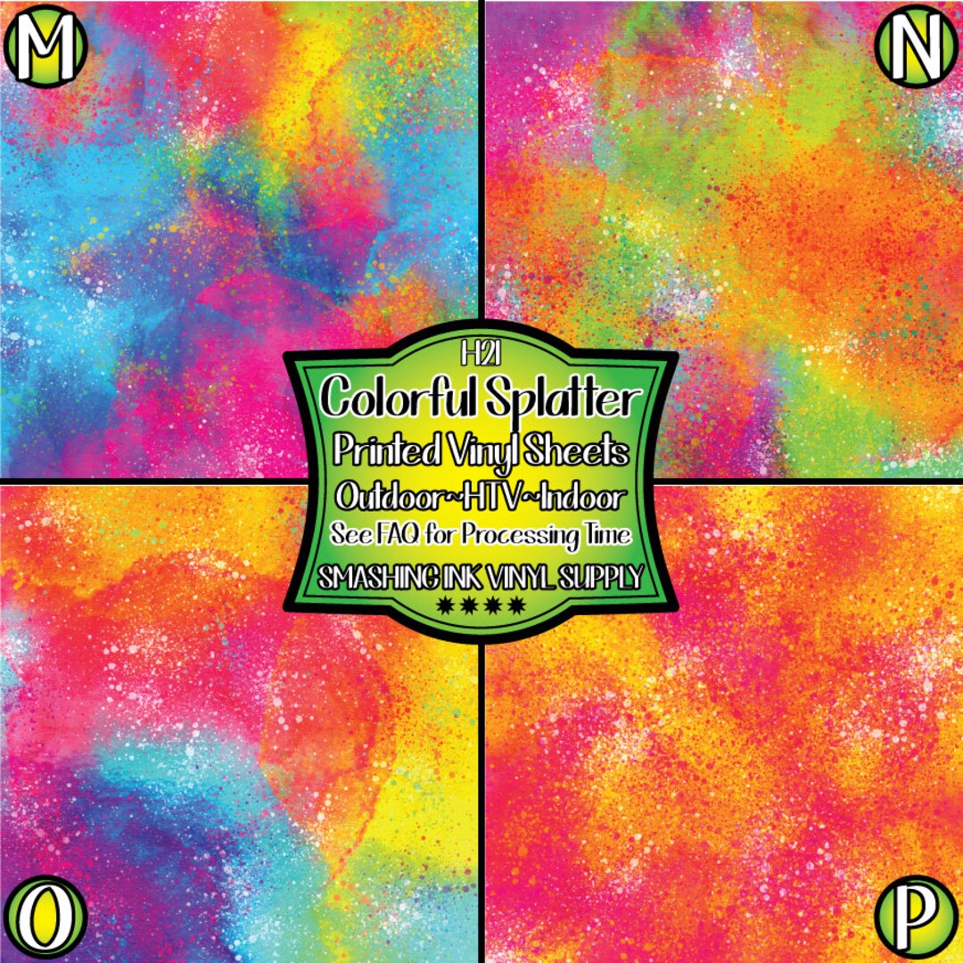 Colorful Splatter Adhesive Vinyl | Heat Transfer | Faux Leather | Laser ...