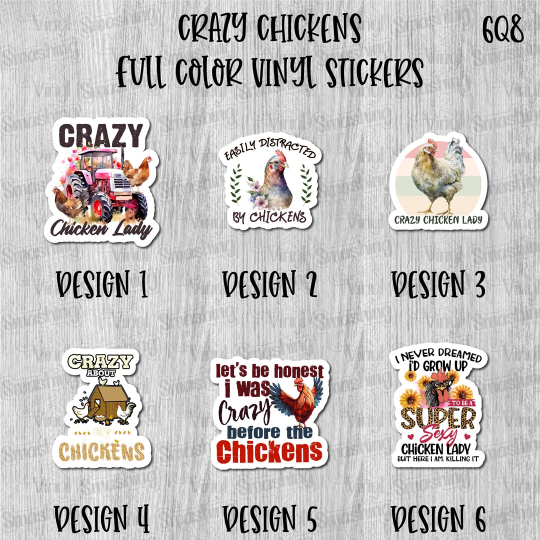 Crazy Chickens Full Color Sticker/printed Vinyl Sticker/printed Vinyl ...