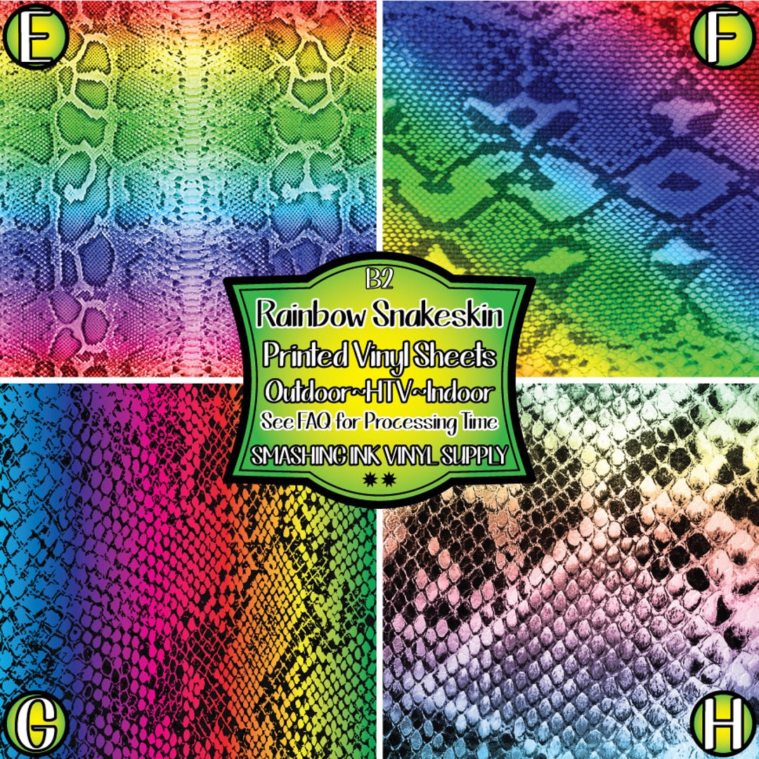 Rainbow Snakeskin Vinyl/printed Heat Transfer Vinyl/patterned Vinyl ...