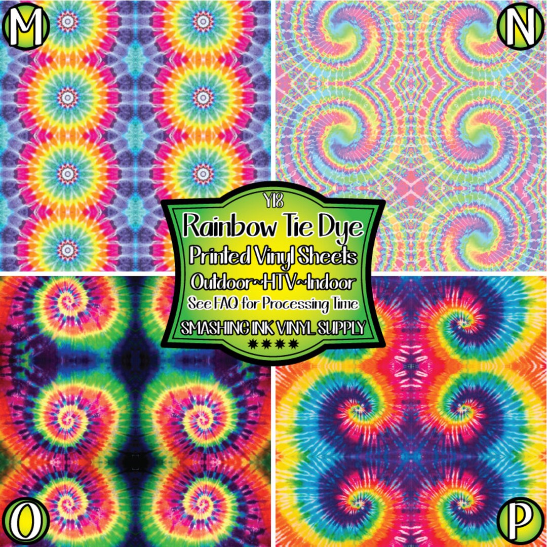 Rainbow Tie Dye Vinyl/printed Heat Transfer Vinyl/patterned Vinyl ...