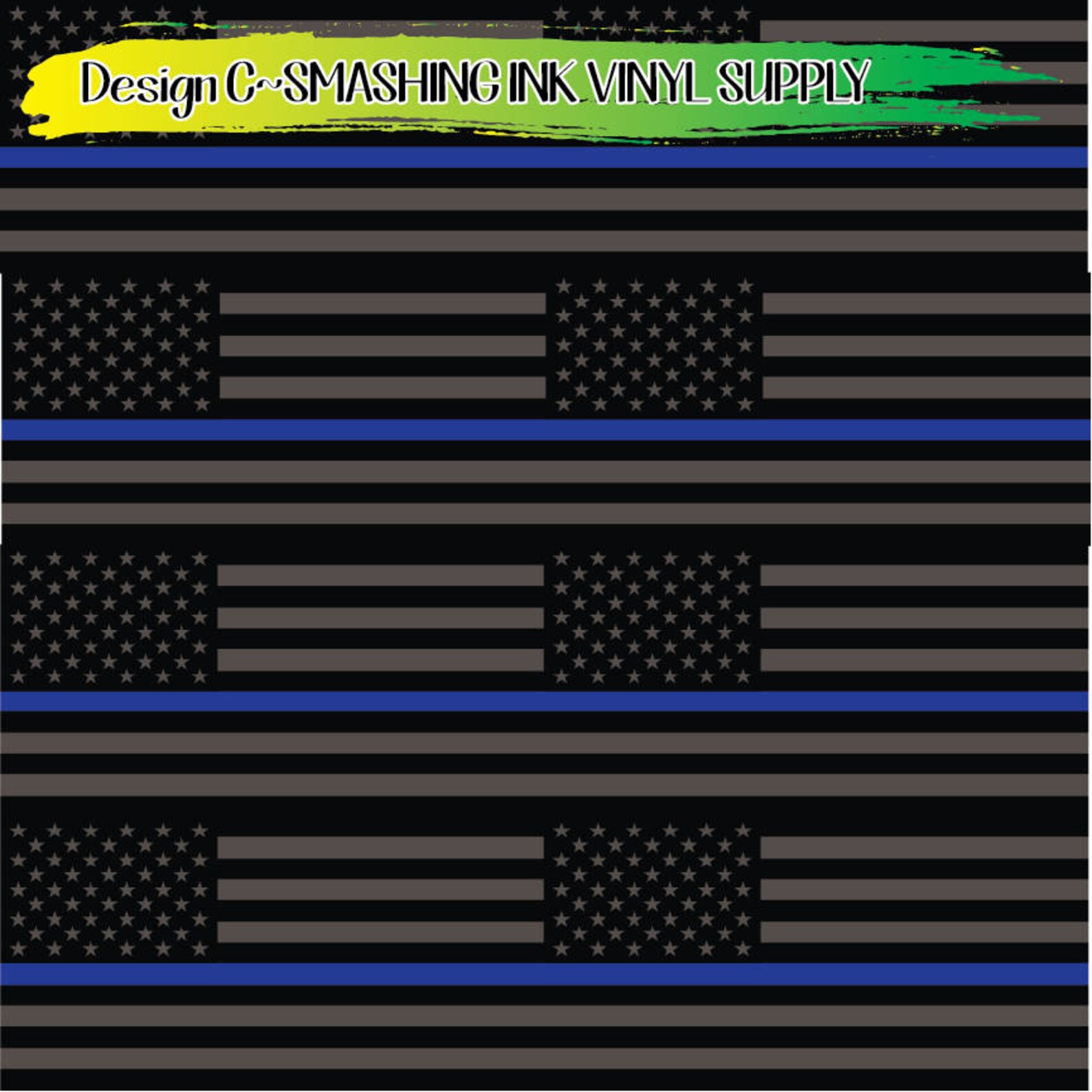 Police Blue Flag Vinyl/printed Heat Transfer Vinyl/patterned Vinyl ...