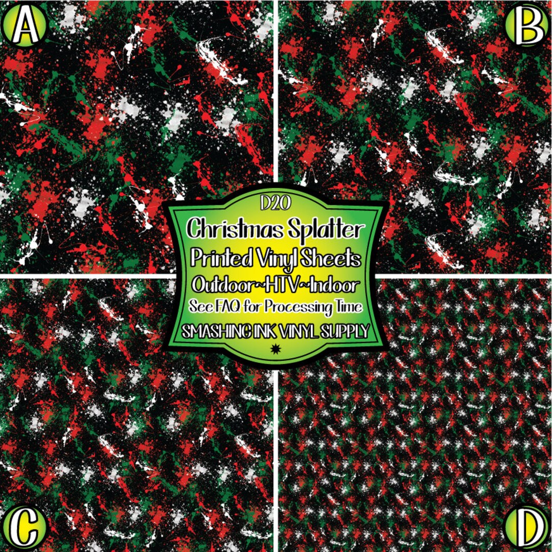 Christmas Splatter Vinyl/printed Heat Transfer Vinyl/patterned Vinyl ...