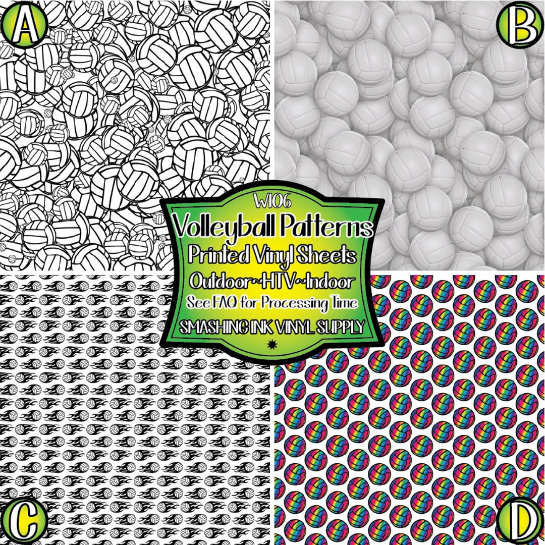 Volleyball Pattern Vinyl/printed Heat Transfer Vinyl/patterned Vinyl ...