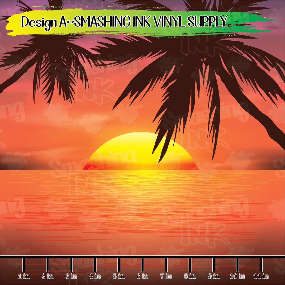 Summer Sunset Printed Vinyl/printed Heat Transfer Vinyl/pattern Vinyl ...